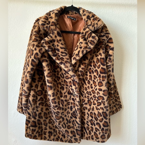SHEIN | Jackets & Coats | Leopard Faux Fur Coat | Poshmark